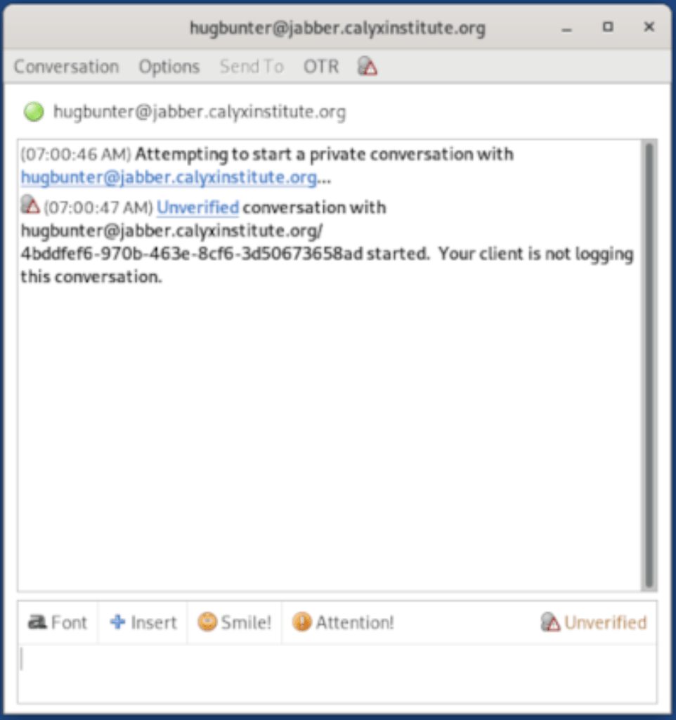 Using pidgin+OTR (XMPP) - Zero Trace